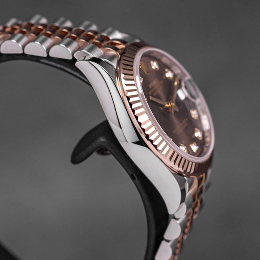 ROLEX DATEJUST 31MM TWOTONE ROSEGOLD CHOCO DIAMOND DIAL (2024) – ONELUXE