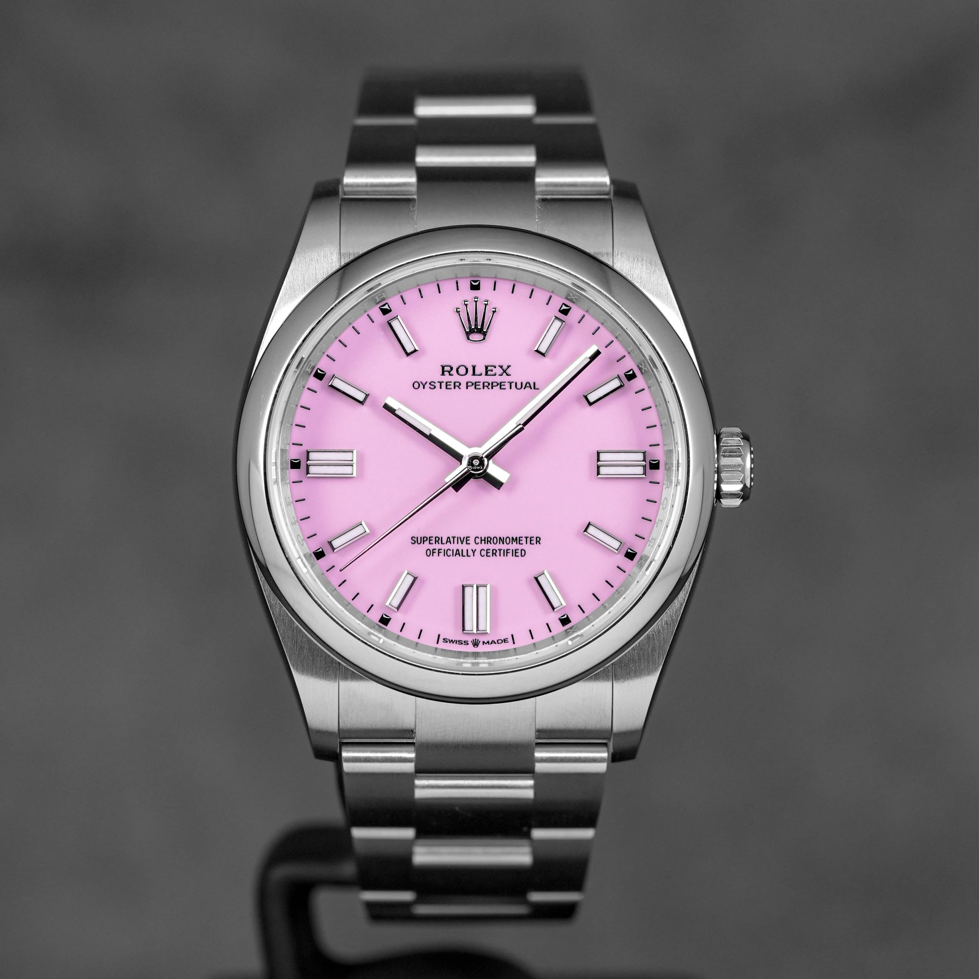 ROLEX OYSTER PERPETUAL 36MM PINK CANDY DIAL (2025) – ONELUXE
