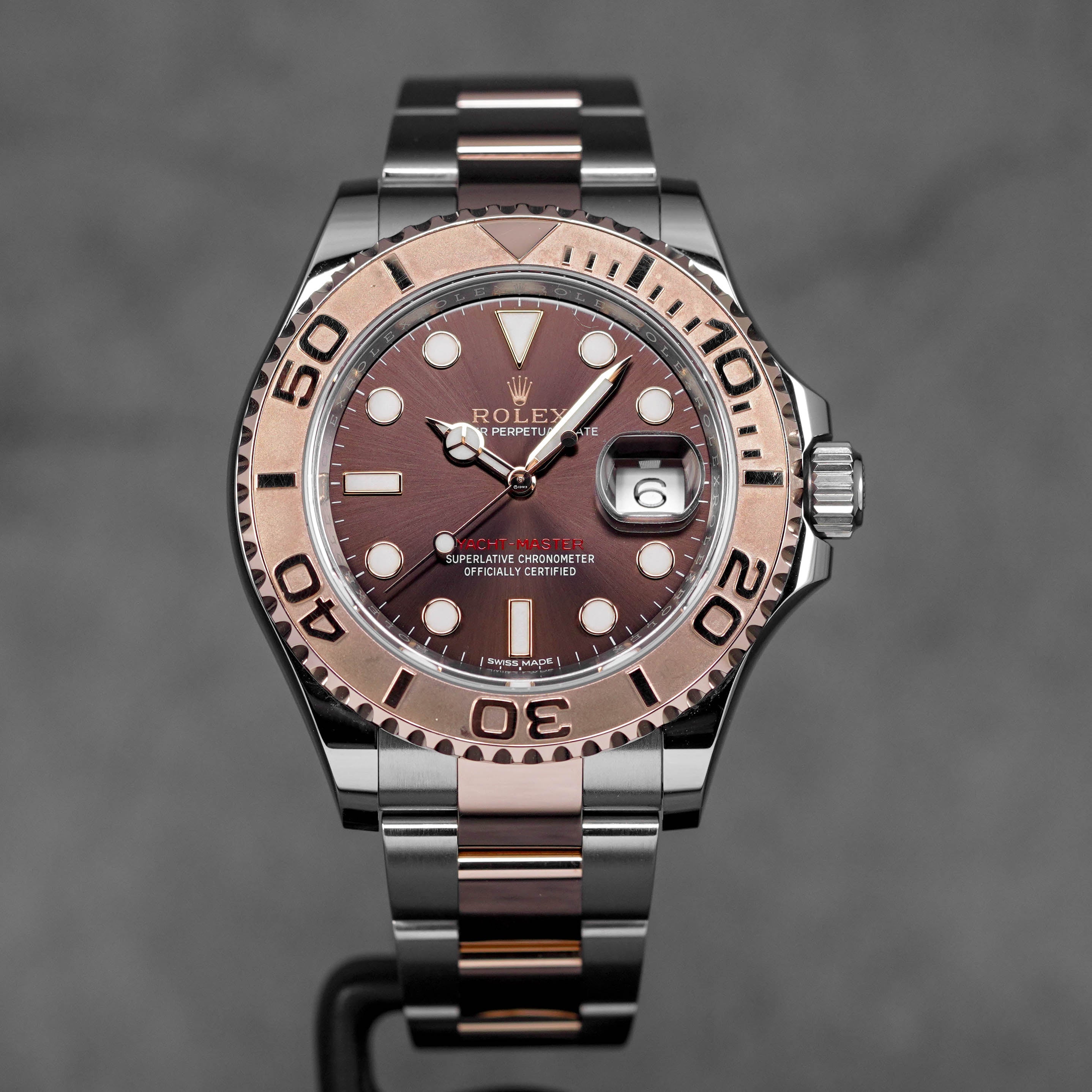 ROLEX YACHT-MASTER 40MM TWOTONE ROSEGOLD CHOCO DIAL (2018) – ONELUXE